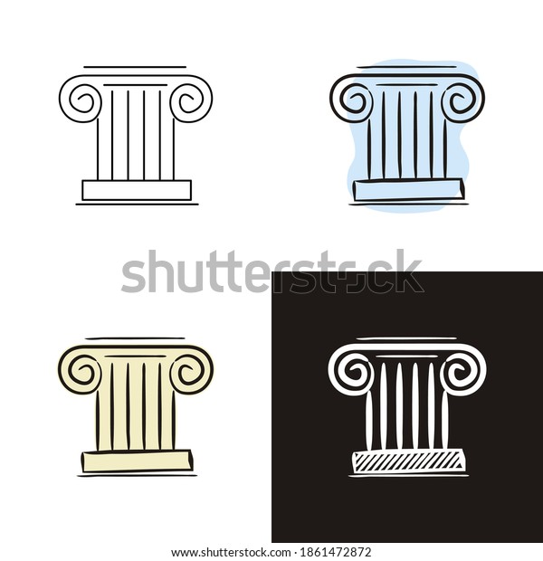 Greek Column Icons Set Isolated On Stock Vector (Royalty Free ...