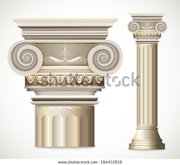 Greek Column Isolated On White Background Stock Vector (Royalty Free ...