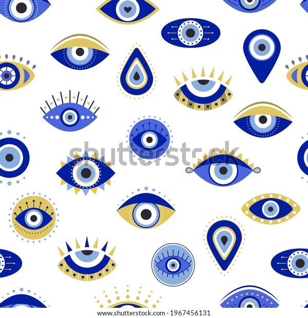 Greek Evil Eye Seamless Pattern Isolated Stock Vector (Royalty Free ...