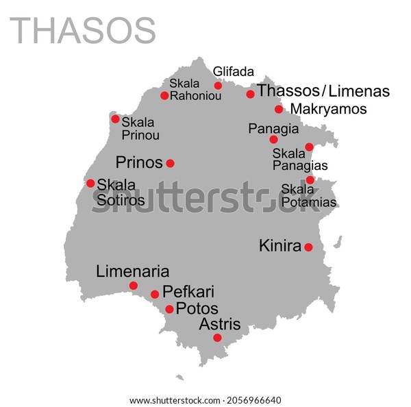 Greek Island Thasos Vector Map Silhouette Stock Vector (Royalty Free ...
