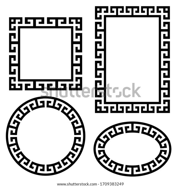 Greek Key Border Frame Round Square Stock Vector (Royalty Free ...