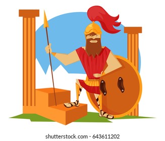 Greek Warrior Ancient Era Vector Illustration Stock Vector (Royalty ...