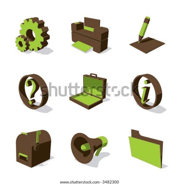 Green 3d Icon Set 02 Stock Vector (Royalty Free) 3482300 | Shutterstock