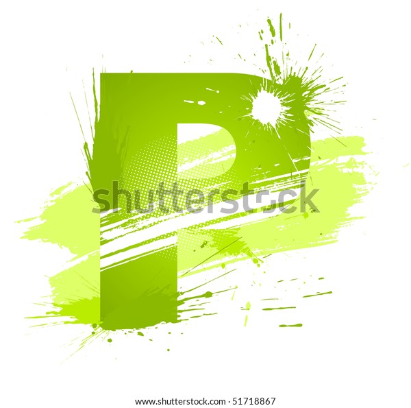 Green Abstract Paint Splashes Font Letter Stock Vector (Royalty Free ...
