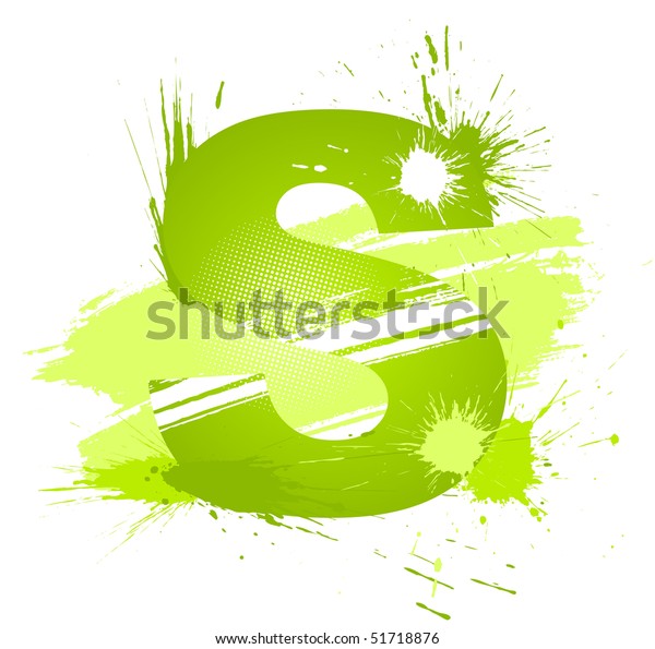Green Abstract Paint Splashes Font Letter Stock Vector (Royalty Free ...