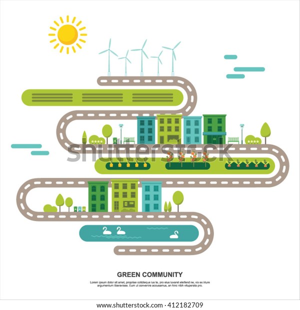 Green Agriculture Community Concept Vector Illustration Stock Vector ...