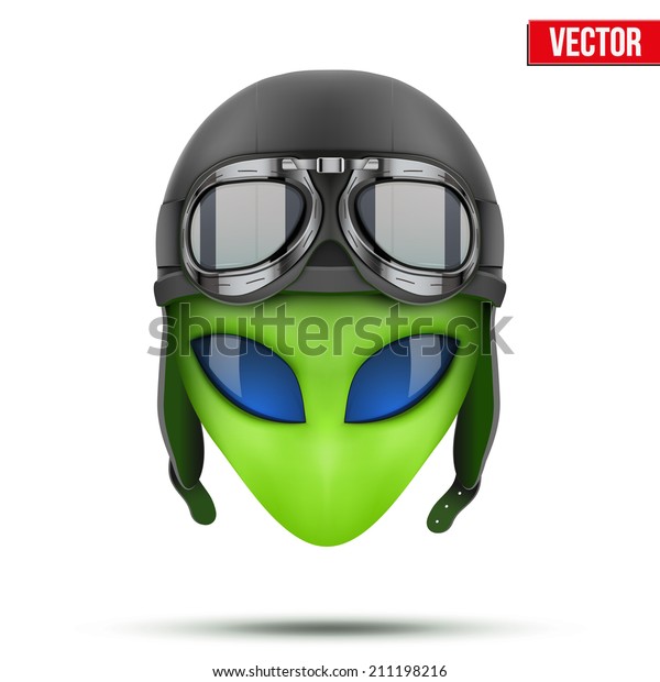 Green Alien Head Aviator Helmet Vector Stock Vector (Royalty Free ...