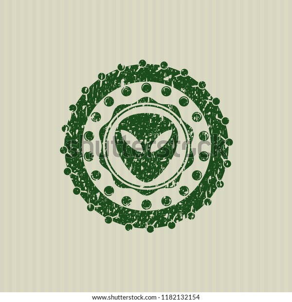 Green Alien Icon Rubber Seal Texture Stock Vector (Royalty Free ...