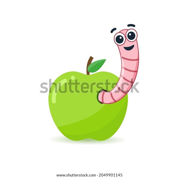 Green Apple Worms Worm Cartoon Character Stock Vector (Royalty Free ...