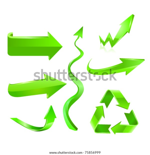 Green Arrow Icon Set Vector Stock Vector (Royalty Free) 75856999 ...