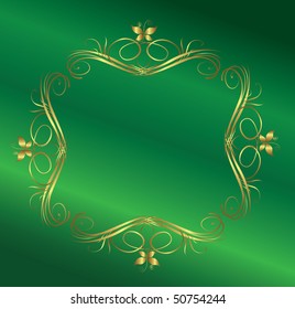 Green Background Gold Frame Patterns Stock Vector (Royalty Free) 50754244