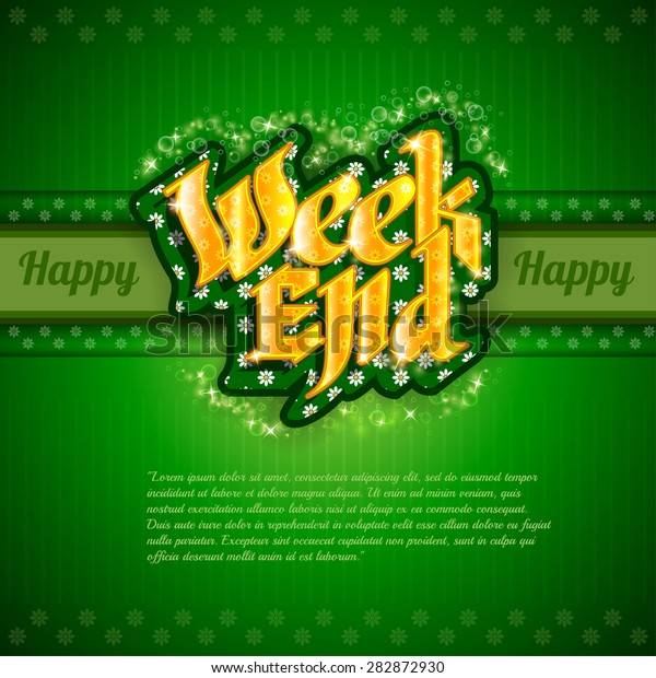 Green Background Gold Weekend Lettering Stock Vector (Royalty Free ...