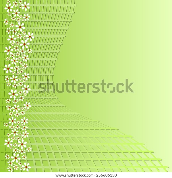 Green Background Grid Small White Flowers Stock Vector (Royalty Free ...