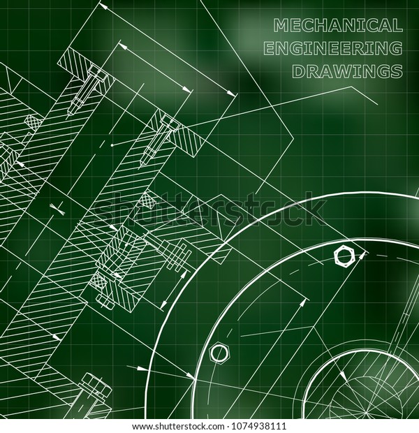 Green Background Grid Technical Illustration Mechanical Stock Vector ...