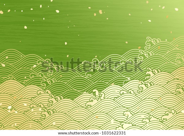 Arrière-plan vert, motif traditionnel japonais : image vectorielle de ...
