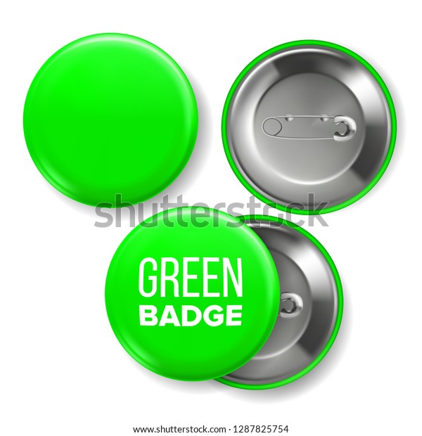 Green Badge Mockup Vector Pin Brooch Stock Vector (Royalty Free ...