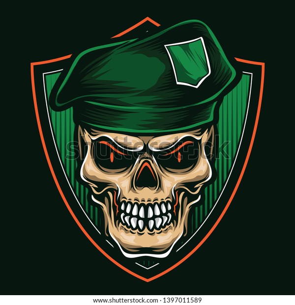 green beret skull logo vector