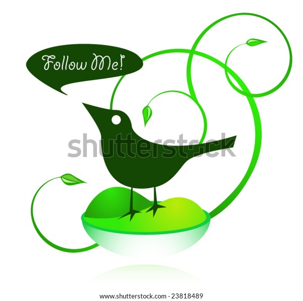 Green Bird Follow Me Stock Vector (Royalty Free) 23818489
