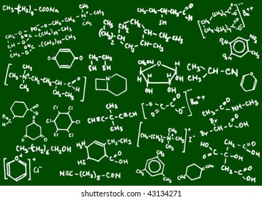 Green Blackboard Chemical Formulas Vector Illustration: เวกเตอร์สต็อก ...