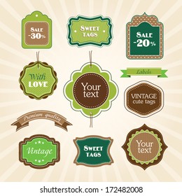 Green Vintage Labels Stock Vector (Royalty Free) 167978381
