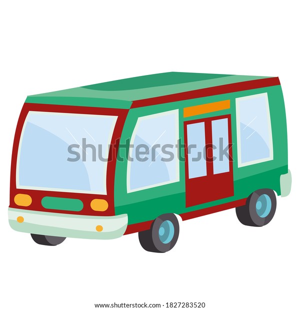 Green Bus Cartoon Illustration Vector Illustration Stock Vector ...