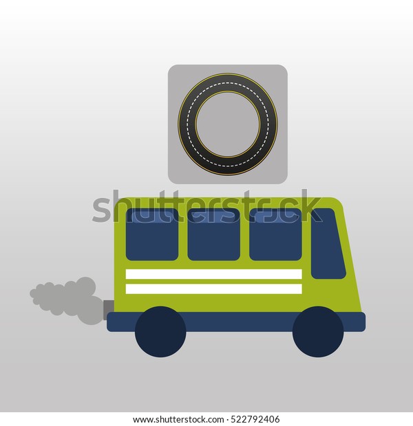 Green Bus Smoke Circle Road Way Stock Vector (Royalty Free) 522792406 ...