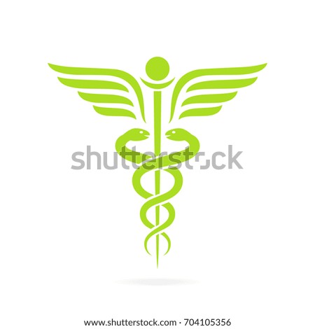Green Caduceus Snake Vector Symbol Illustration Stock Vector (Royalty ...