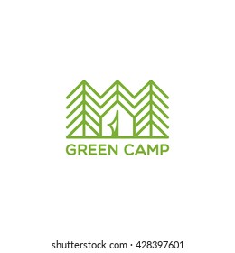 Green Camp Logo Template Design Outline Stock Vector (Royalty Free ...