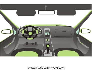 Green Car Dashboard Design Interior Stock Vector (Royalty Free) 492951094