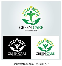 Green Care Logo Design Template Vector Stock Vector (Royalty Free ...