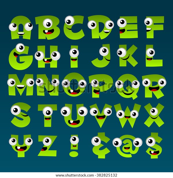 Green Cartoon Alphabet Stock Vector (Royalty Free) 382825132 | Shutterstock