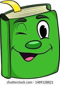 Green Cartoon Book Smiling Vector Isolated: vector de stock (libre de ...