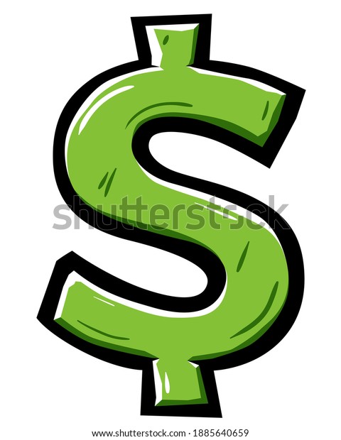 Green Cartoon Dollar Symbol Vector Doodle Stock Vector (Royalty Free ...