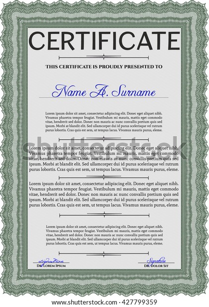 Green Certificate Diploma Template Border Frame Stock Vector (Royalty ...