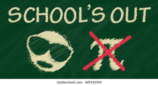 Green Chalkboard Schools Out Text Cross Stock Vector (Royalty Free ...