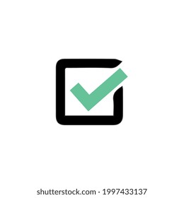 Green Check Mark Icon Black Square Stock Vector (Royalty Free ...