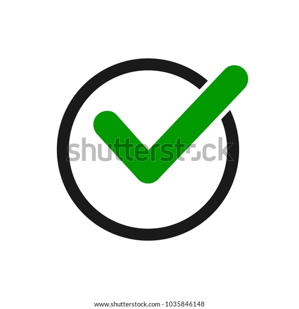 Green Check Mark Icon Black Circle Stock Vector (Royalty Free ...