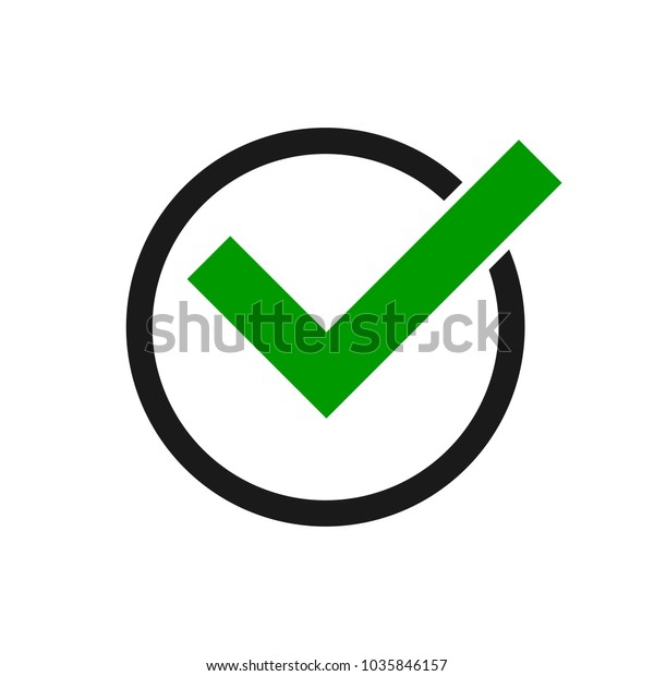 Green check mark icon in a black circle. Check list button icon