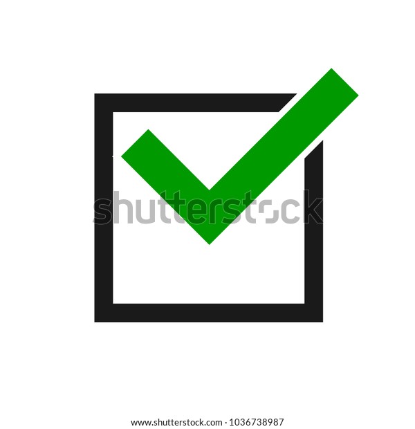 Green Check Mark Icon Black Box Stock Vector (Royalty Free) 1036738987