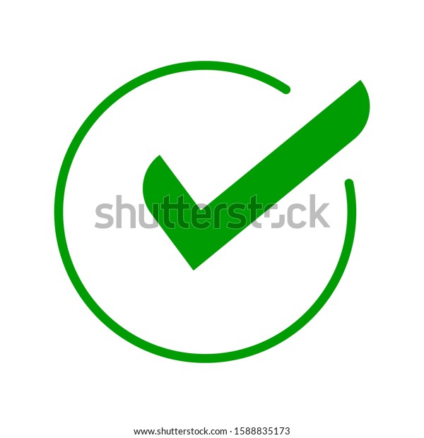 Green check mark icon. Tick symbol in green color, vector illustration ...