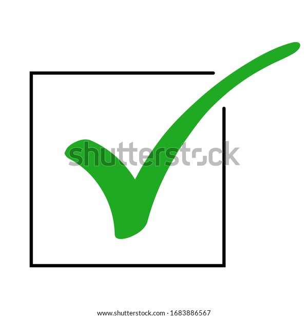 Green check mark icon. Tick symbol in green color, vector illustration ...