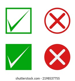 Green Check Mark Red Cross Icon Stock Vector (Royalty Free) 2198537755 ...