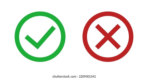 Green Check Mark Red Cross Outline Stock Vector (Royalty Free ...