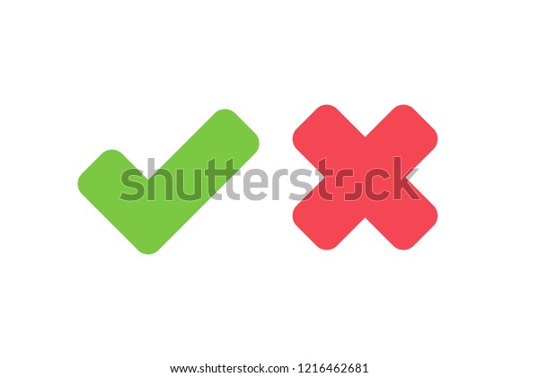 Green Check Mark Red Cross Stock Vector (Royalty Free) 1216462681 ...