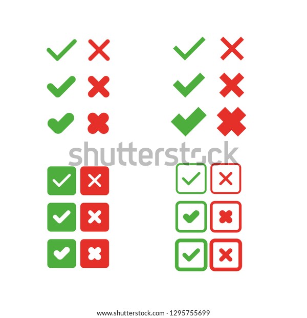 Green Check Mark Red Cross Stock Vector (Royalty Free) 1295755699 ...