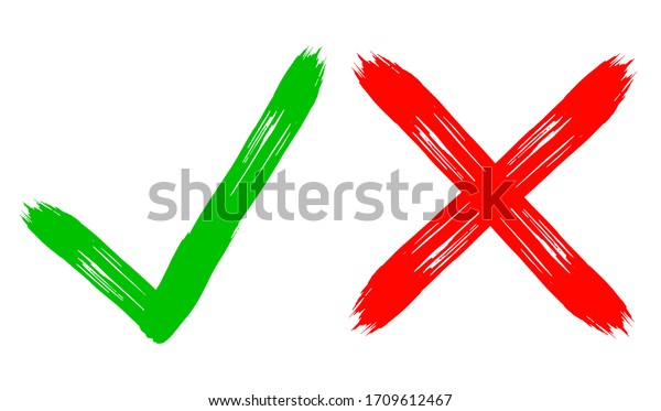 Green check mark and red cross, yes or no icon. Concept of deciding ...