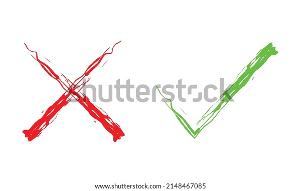 Green Check Mark Red Cross Icon Stock Vector (Royalty Free) 2148467085 ...