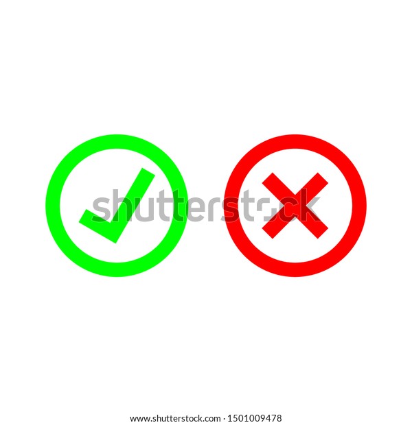 Green Check Mark Red X Cross Stock Vector (Royalty Free) 1501009478 ...