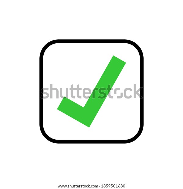 Green Check Mark Sign Black Square Stock Vector (Royalty Free ...