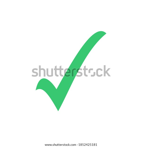 signo de marca de verificación verde dibujado a mano aislado en fondo ...